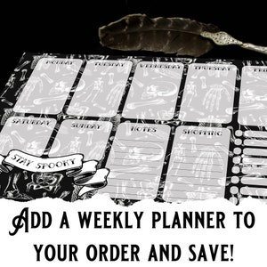 Skeleton Daily Planner: Gothic Aesthetic Stationery for Spooky Office ...
