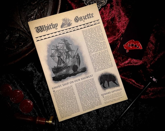 Dracula Arrives at Whitby Victorian Newspaper Notebook - Unique Gothic ...