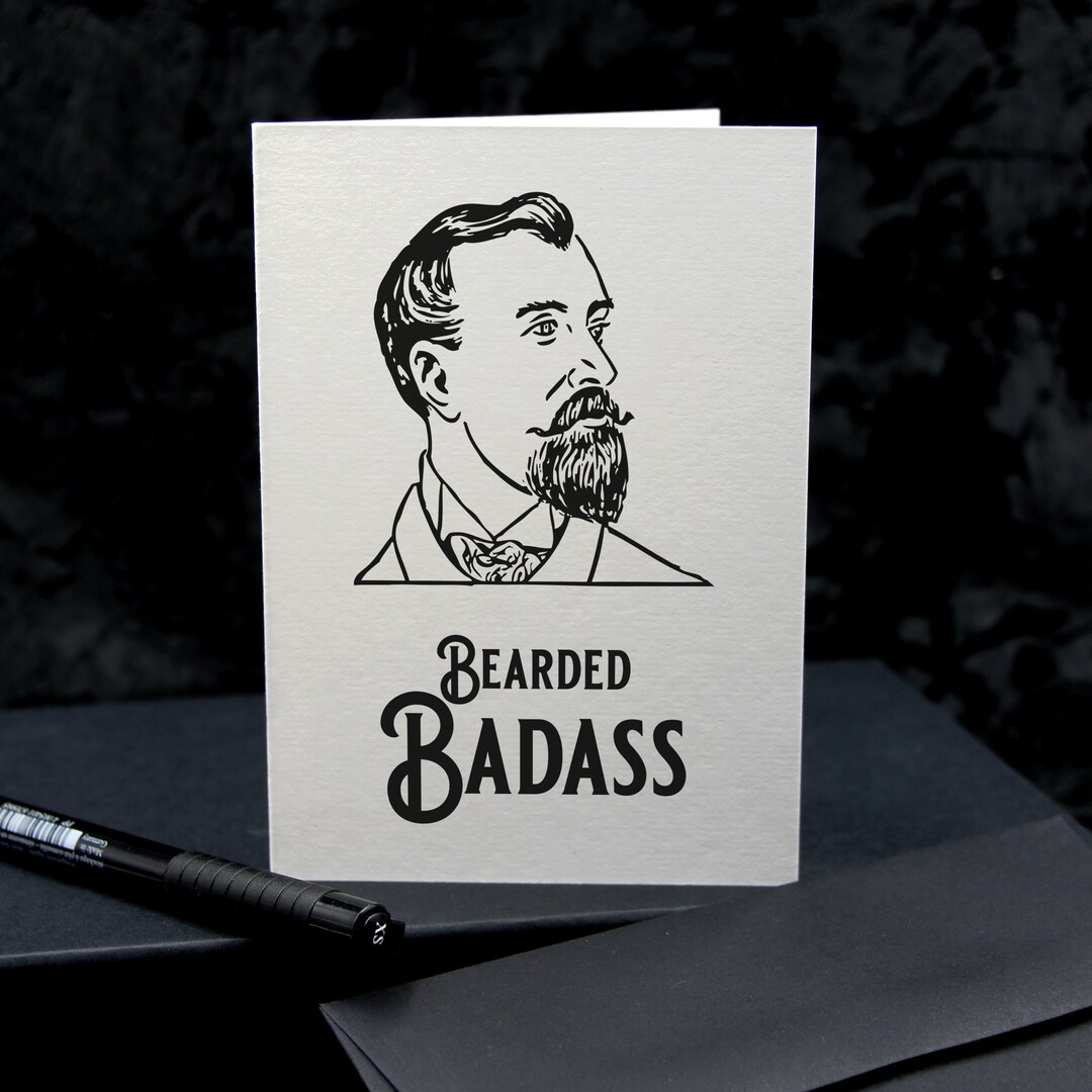 Funny Beard Birthday Card for Him: Bearded Badass Greetings in Gothic ...