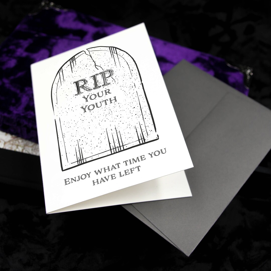 RIP Youth Greetings Card: Funny Halloween Birthday Tombstone Gothic ...