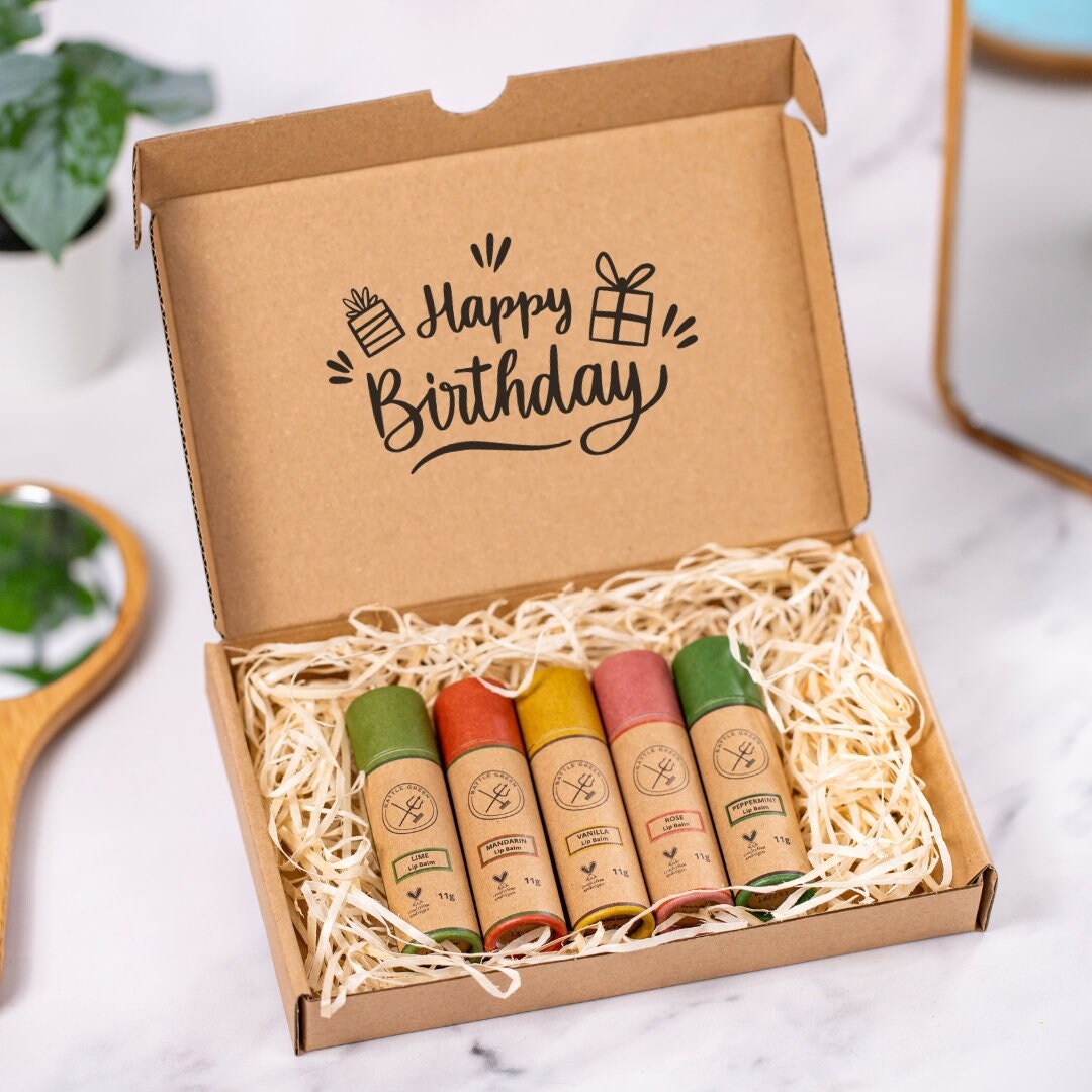 Natural Lip Balm Gift Set - With Personalized Happy Birthday Message - Etsy