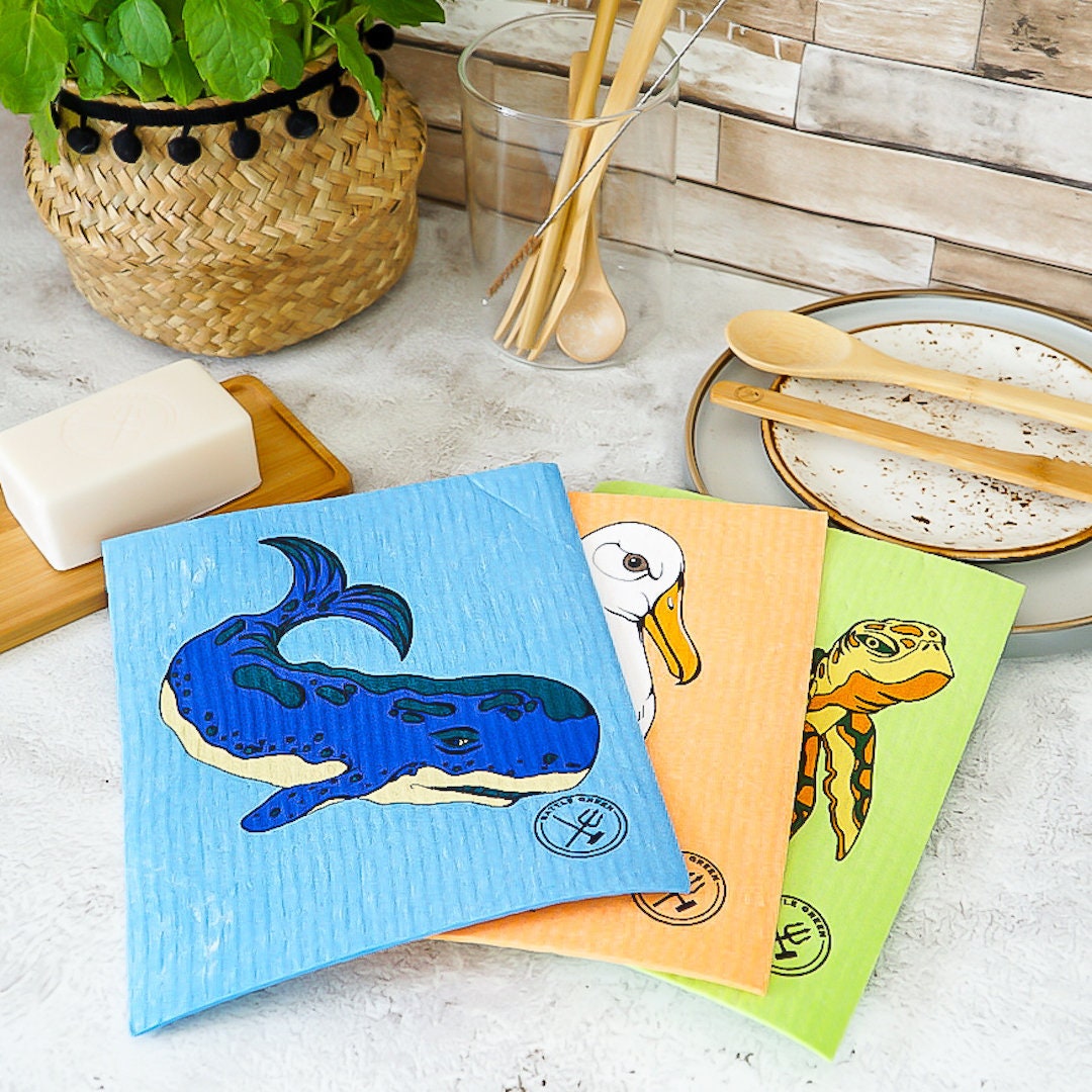Eco Friendly Dishcloth Set - Reusable Sponge - Swedish Dish Cloth - Etsy
