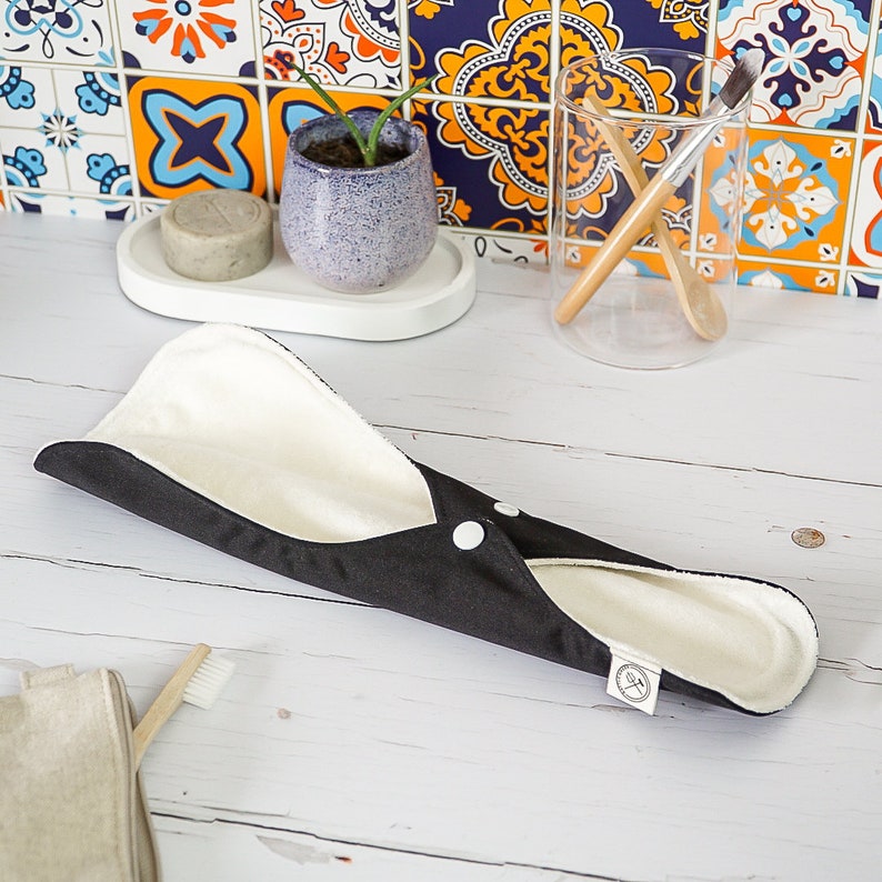 Compresas menstruales reutilizables (negras), tamaño grande para flujo ...