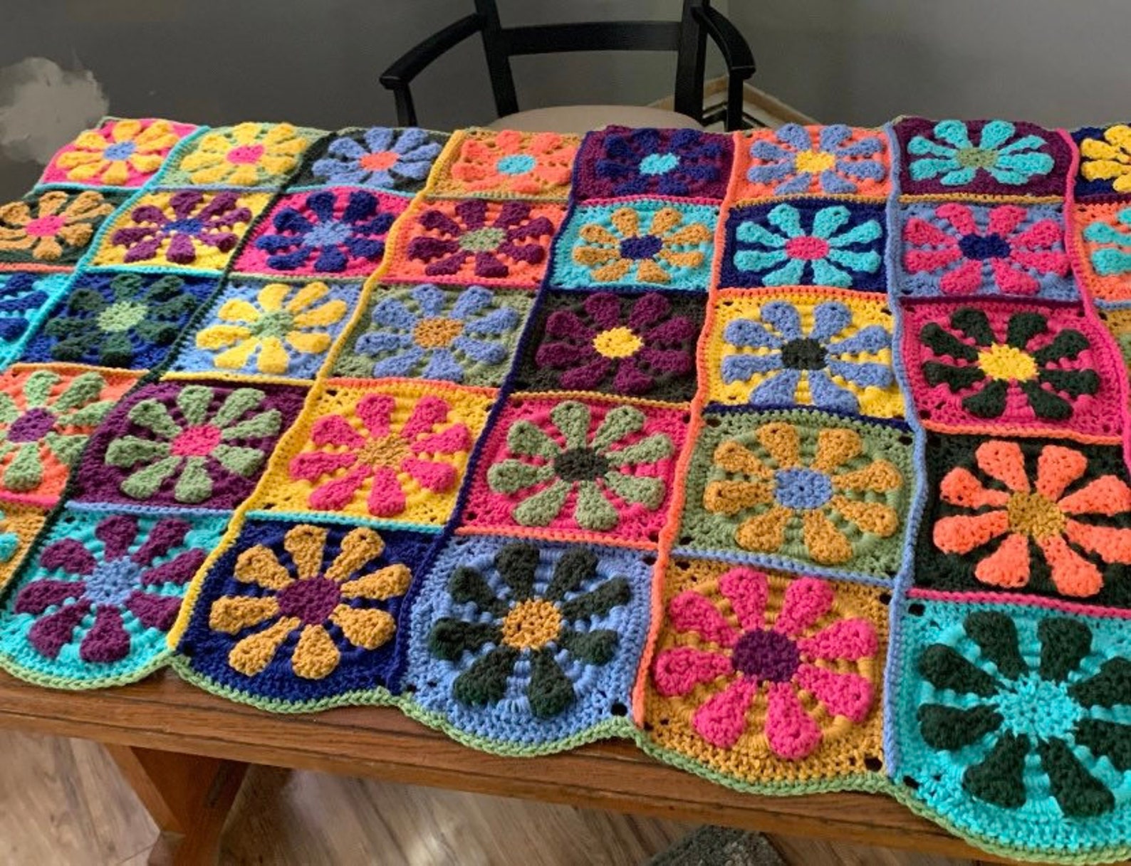 Retro Daisy Square Pattern Floral Granny Square DIY Crochet Flower ...