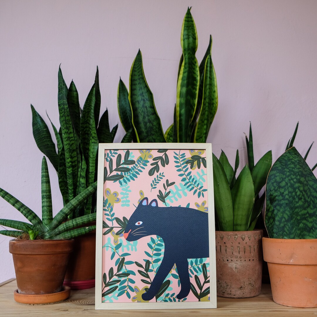 Wild Cat Poster // Abstract // Botanical // Jungle // Nature // Gift ...