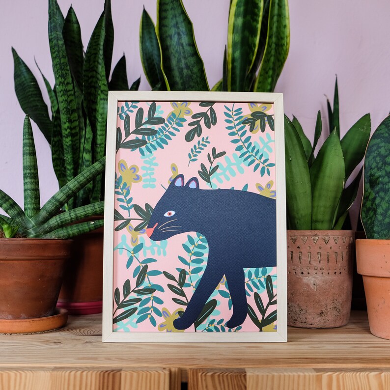 Wild Cat Poster // Abstract // Botanical // Jungle // Nature // Gift ...