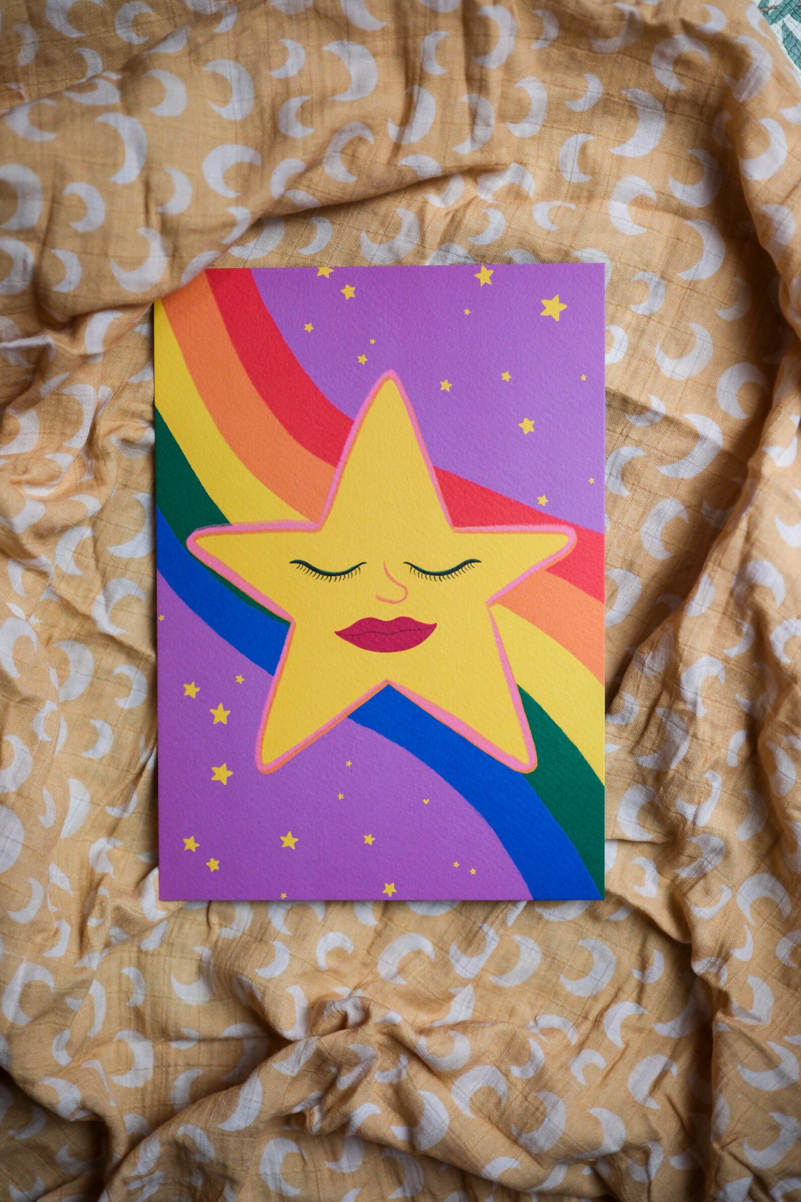 Sun and Moon Face Poster // Day-and-night Allegory // - Etsy