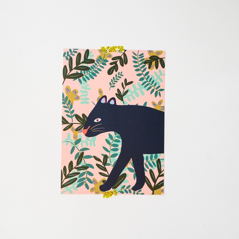 Wild Cat Poster // Abstract // Botanical // Jungle // Nature - Etsy