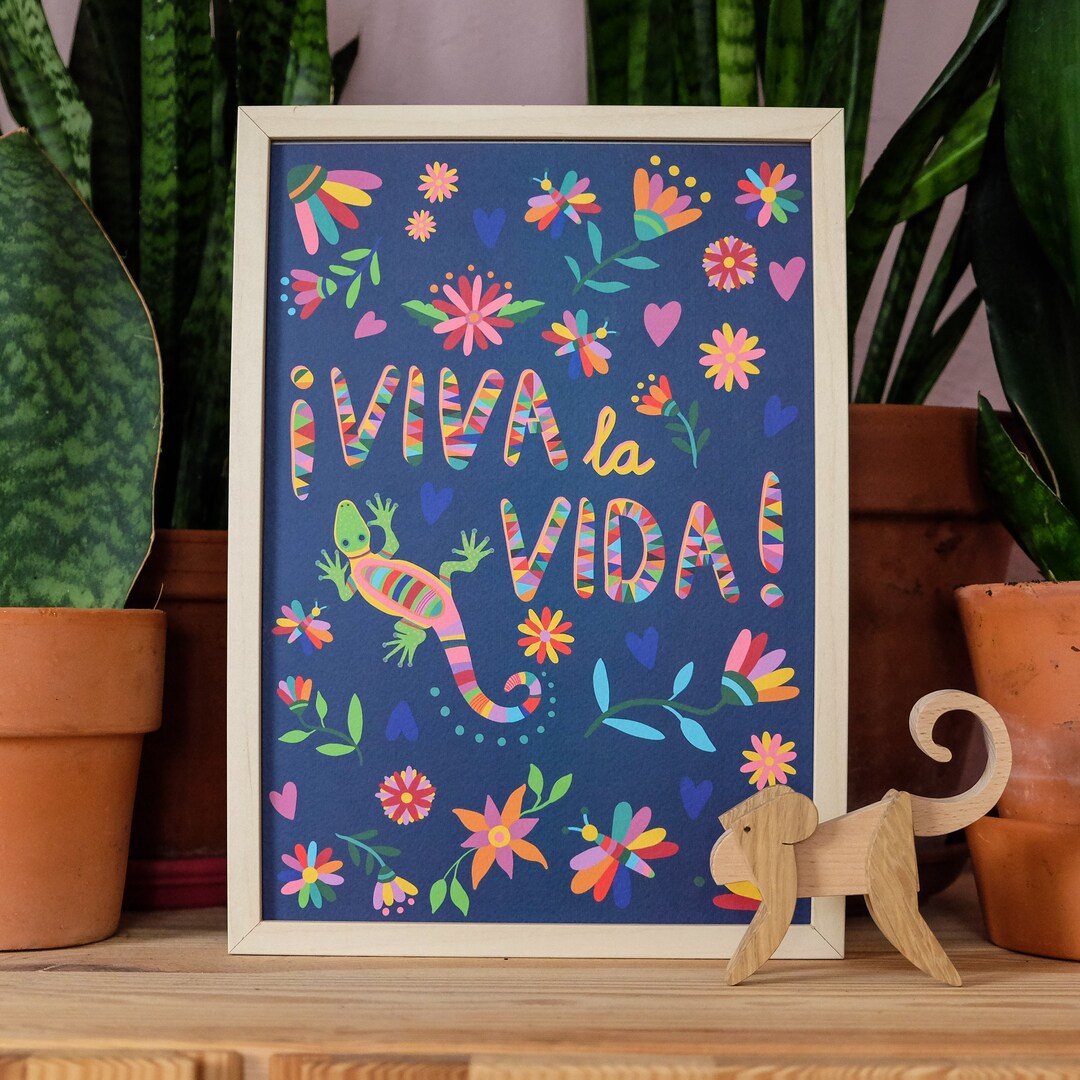 Vida La Vida Quote Poster // Mexican Art Inspired // Frida - Etsy