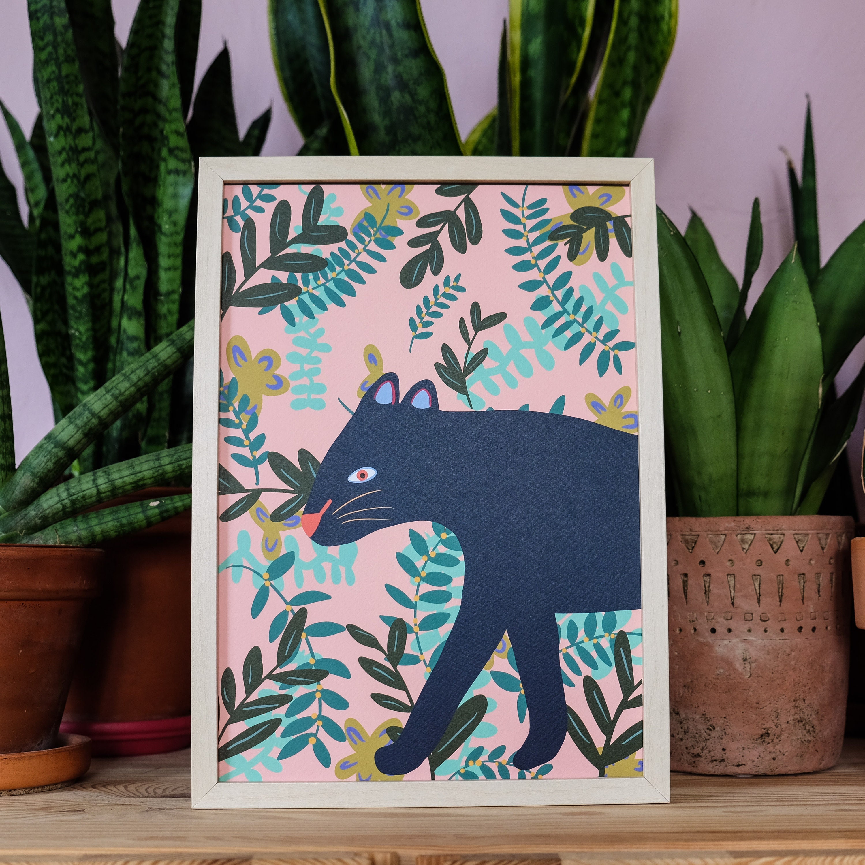 Wild Cat Poster // Abstract // Botanical // Jungle // Nature // Gift ...