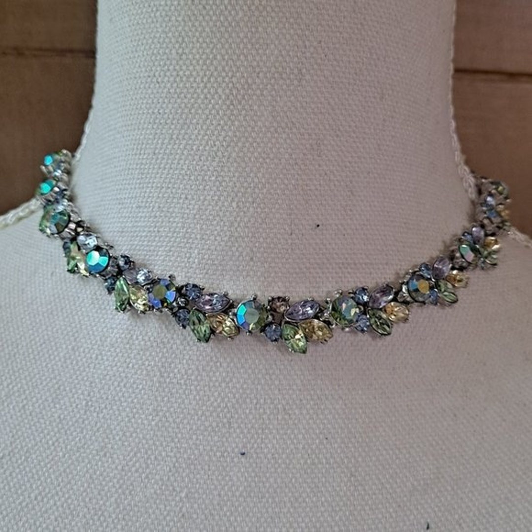 Vintage Trifari Multi Color Rhinestone Choker/necklace RARE FIND - Etsy