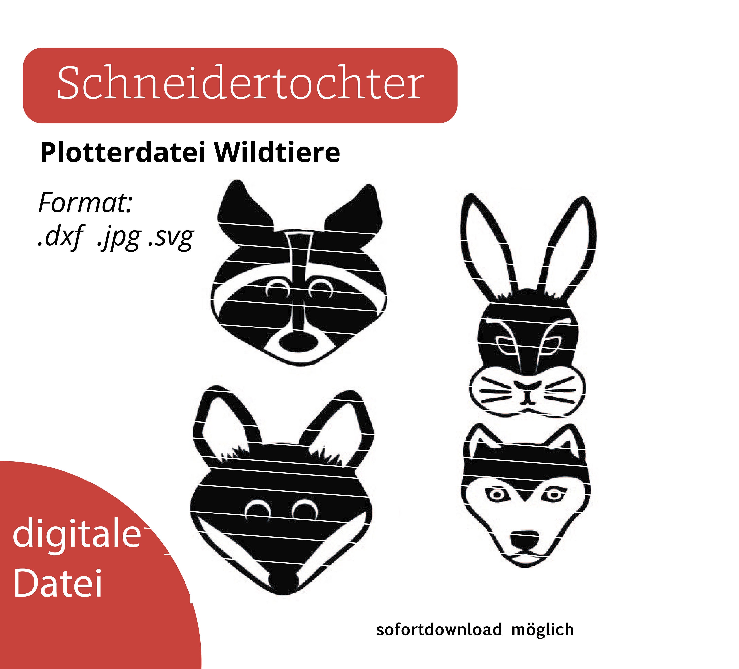 Plotterdatei Waldtiere: Fuchs Dachs Hase & Wolf - Etsy.de