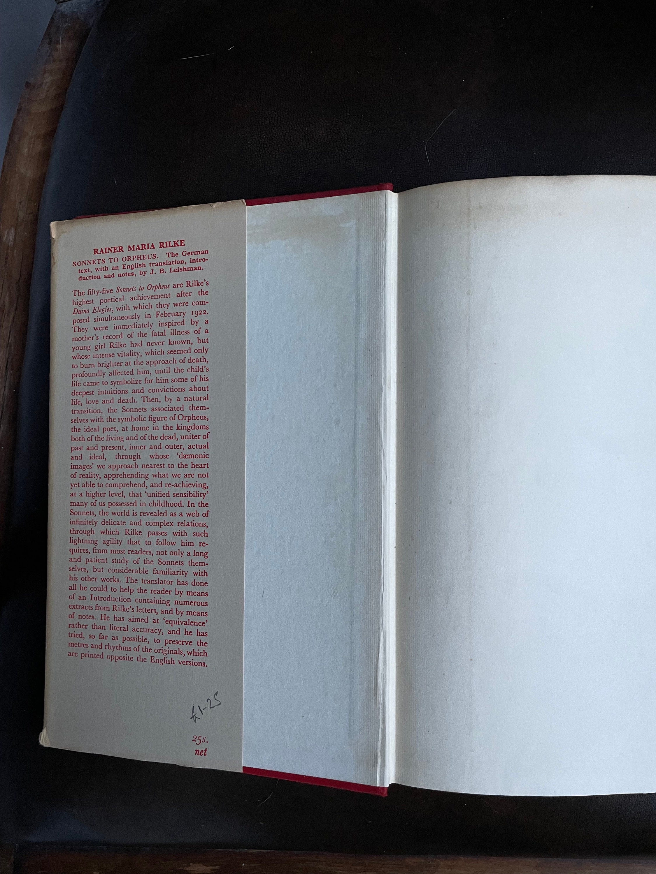Sonnets to Orpheus by Rainer Maria Rilke 1967 Vintage Poetry Book ...