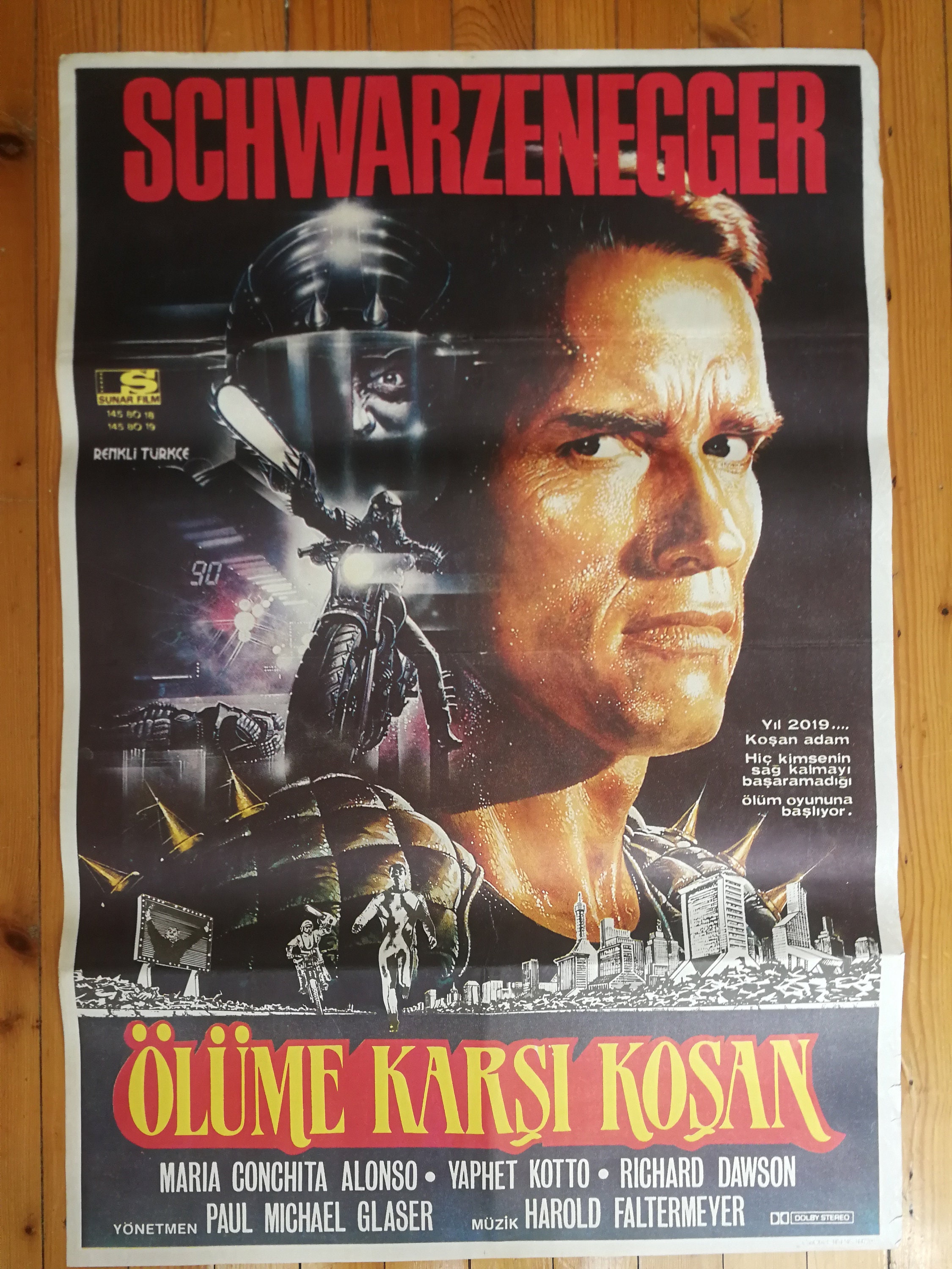 The Running Man Original Turkih Movie Poster. 1987 Arnold ...