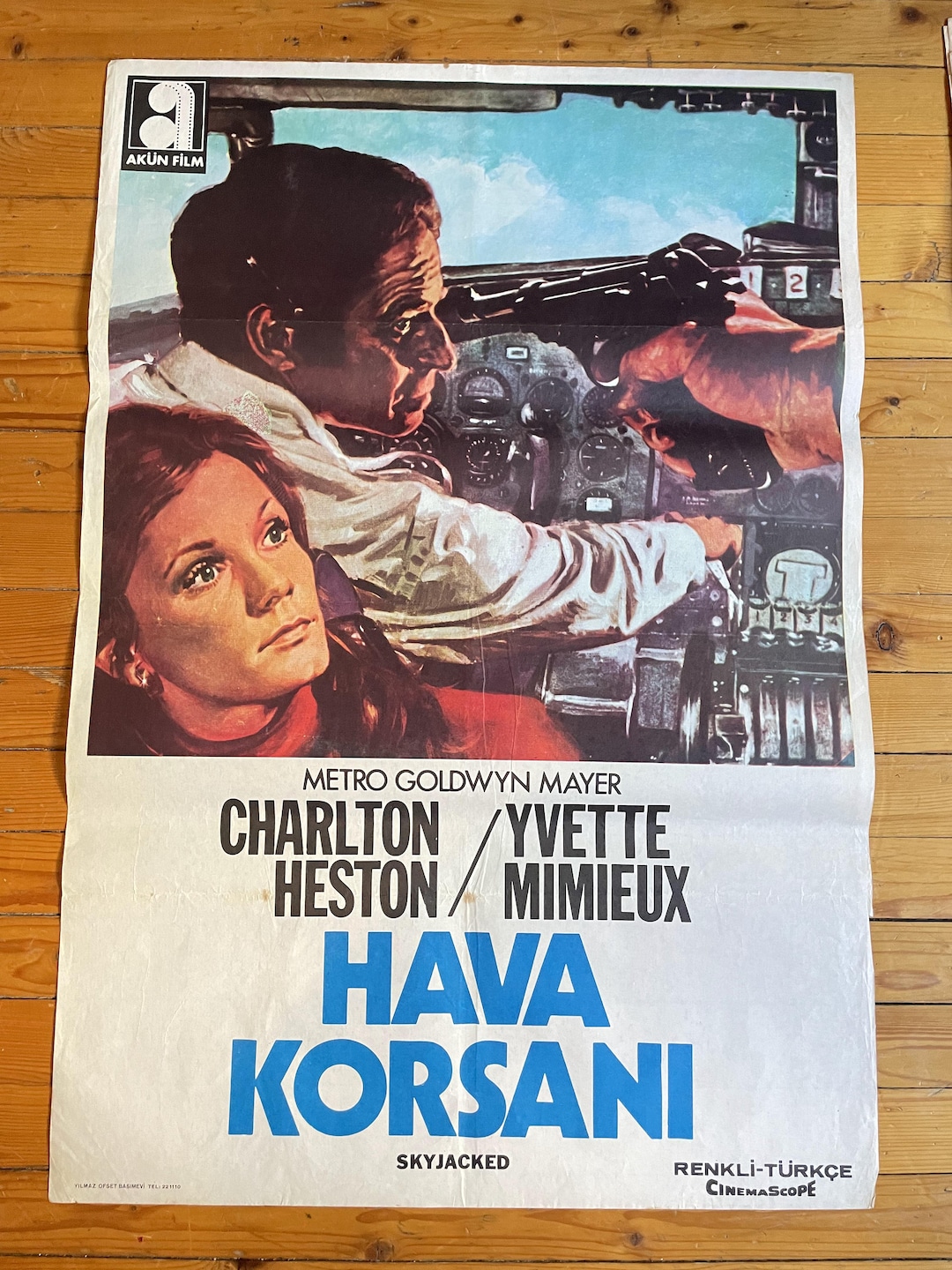 1972 Skyjacked Original Turkish Movie Poster.vintage Charlton Heston ...