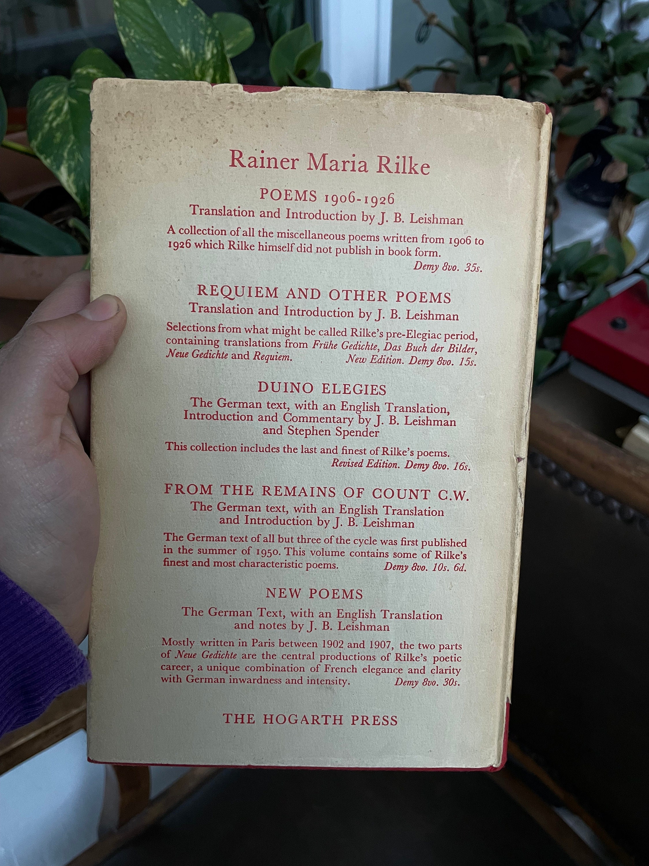 Sonnets to Orpheus by Rainer Maria Rilke 1967 Vintage Poetry Book ...