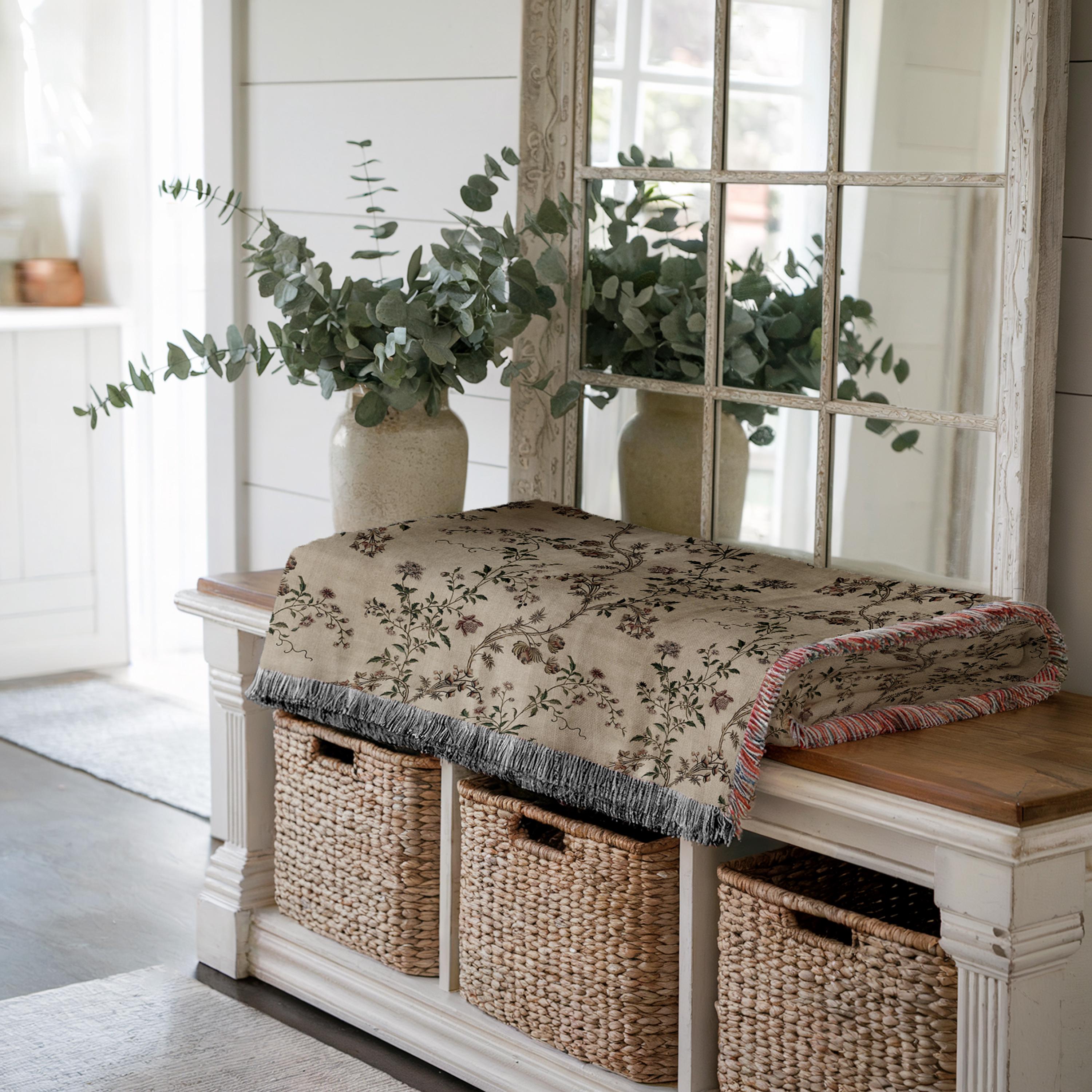 Antique Dutch Fabric With Decor of Branches, Leaves, Flowers, and ...