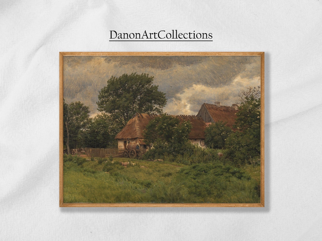 Old Danish Farmhouse, Vintage Manor Oil Painting, Antique House ...