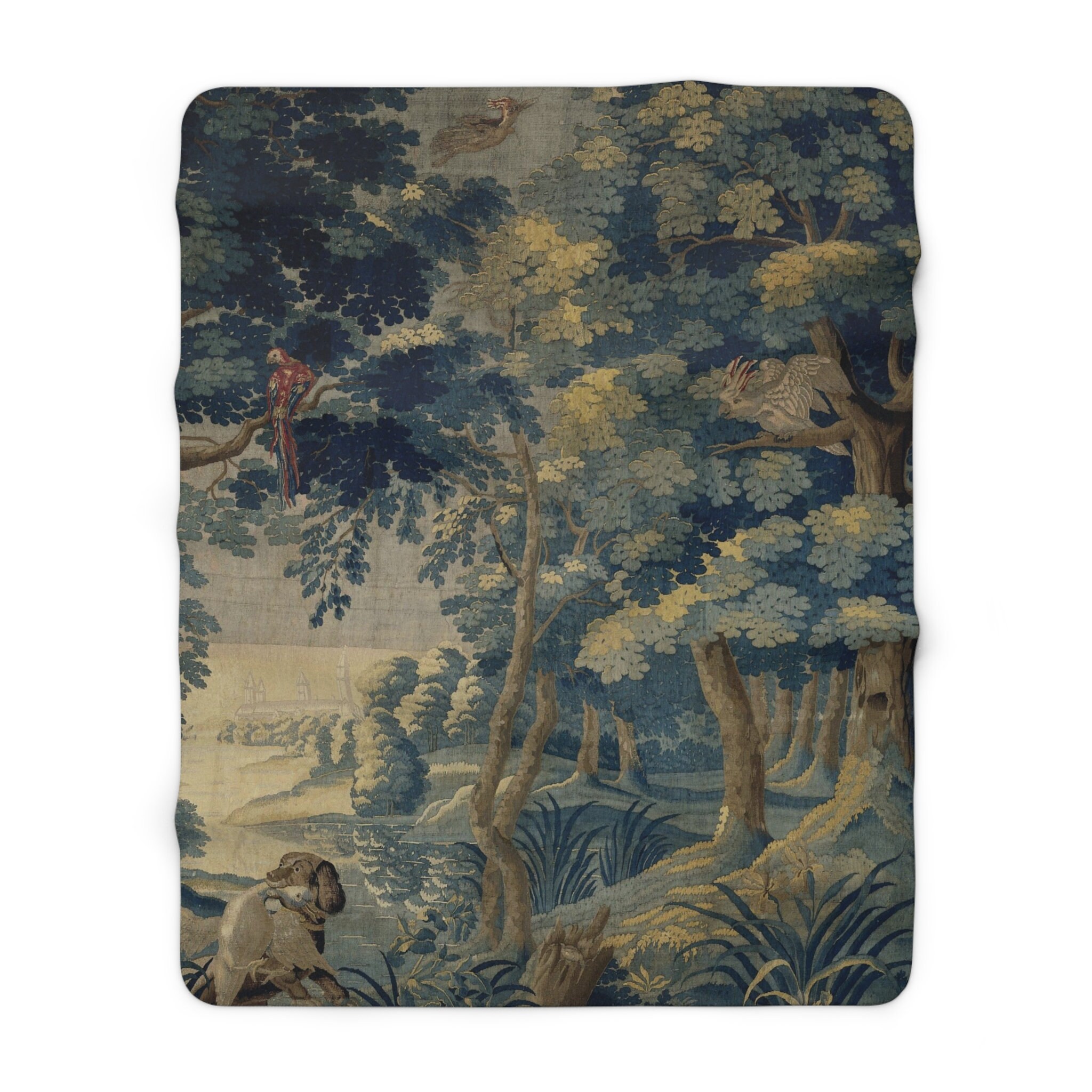 Antique Dutch Landscape Verdure Sherpa Fleece Blanket | 17th Century ...