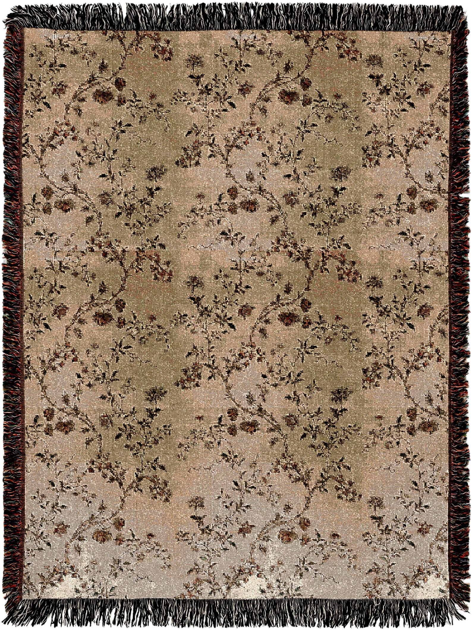 Antique Dutch Fabric With Decor of Branches, Leaves, Flowers, and ...