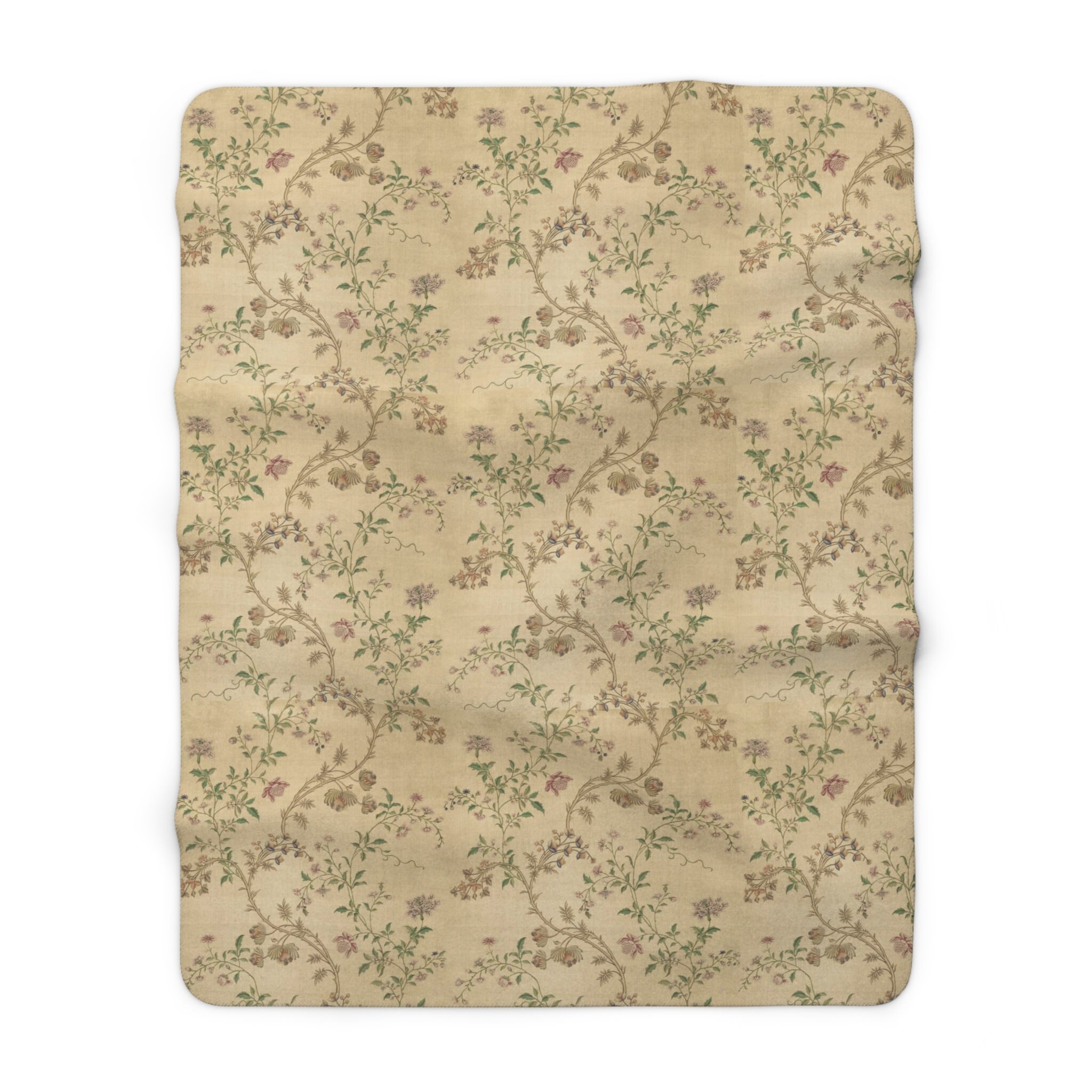 Antique Dutch Fabric With Decor of Branches, Leaves, Flowers, and ...
