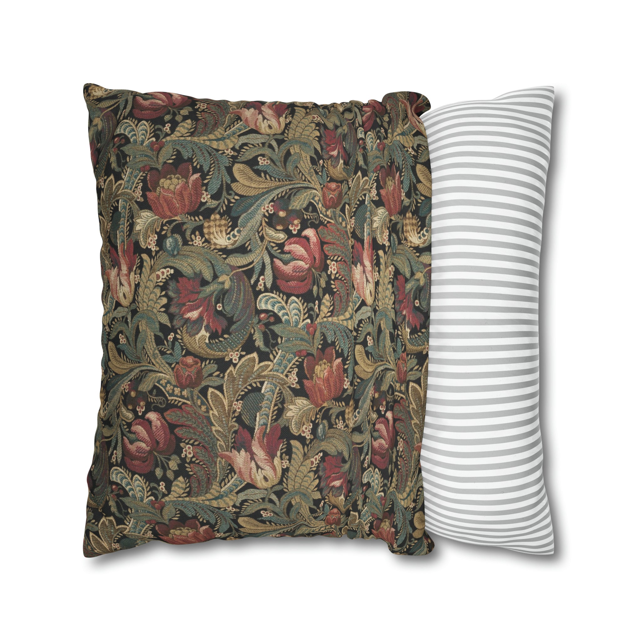 Vintage Pillow | Tapestry Pillow | Antique Floral Pattern Created in ...