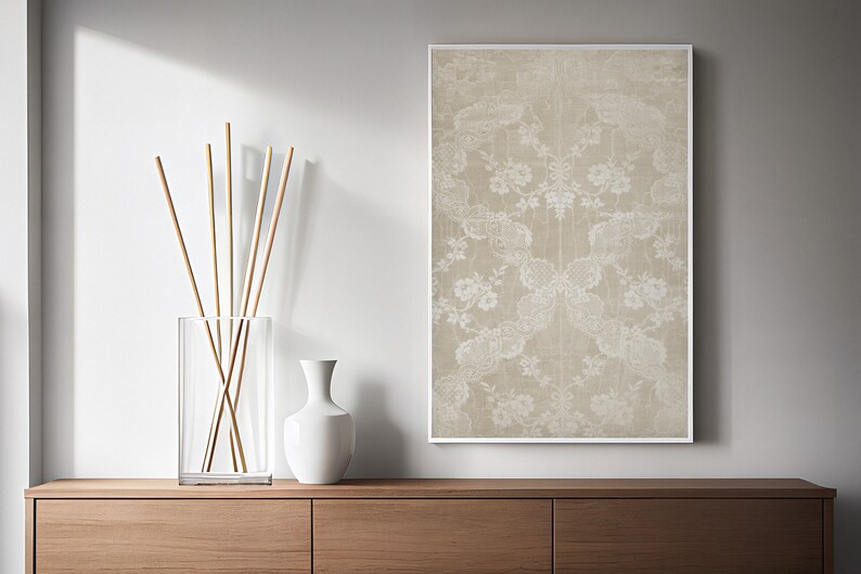 Antique Dutch Lace Floral Pattern, Neutral Tapestry Art Print, DIGITAL ...