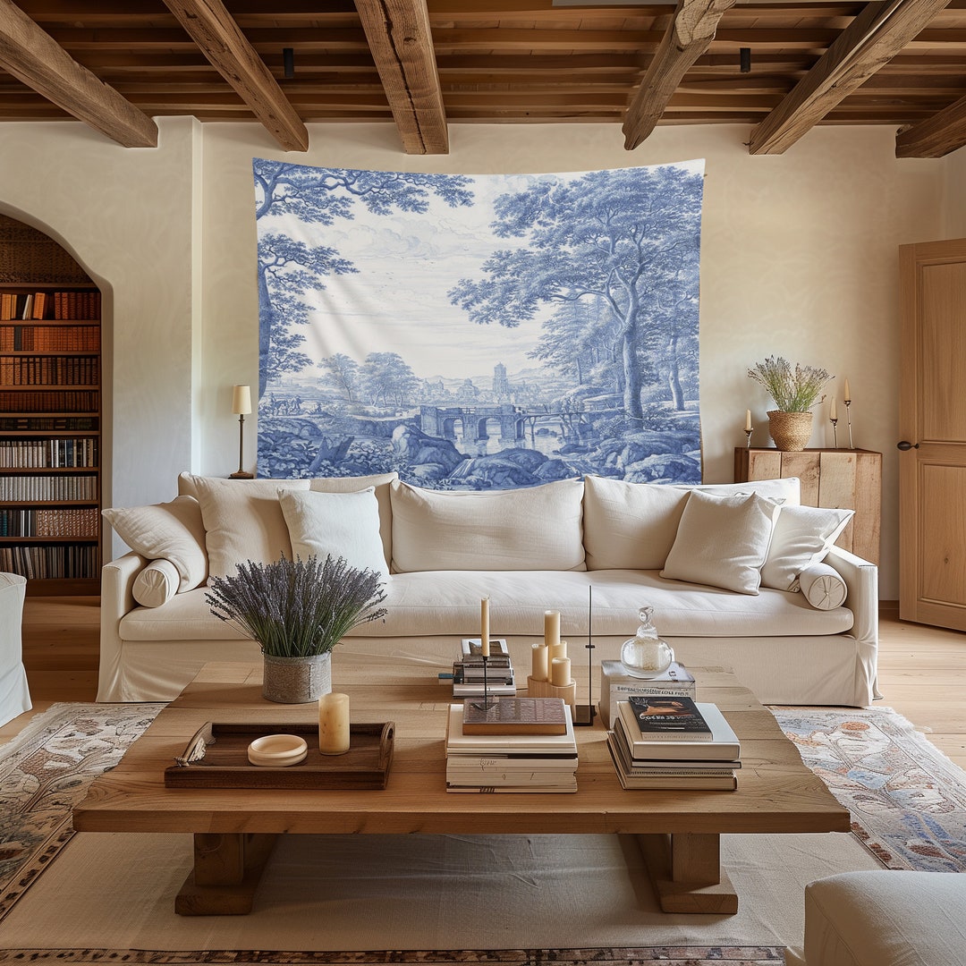 Antique Blue Dutch Plaque of European Landscape Created in 1670-1700 ...