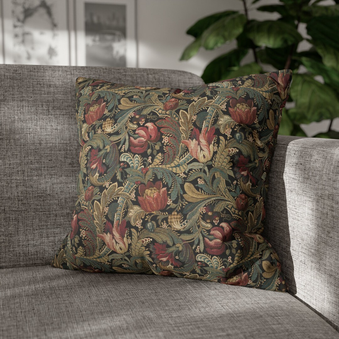 Vintage Pillow | Tapestry Pillow | Antique Floral Pattern Created in ...