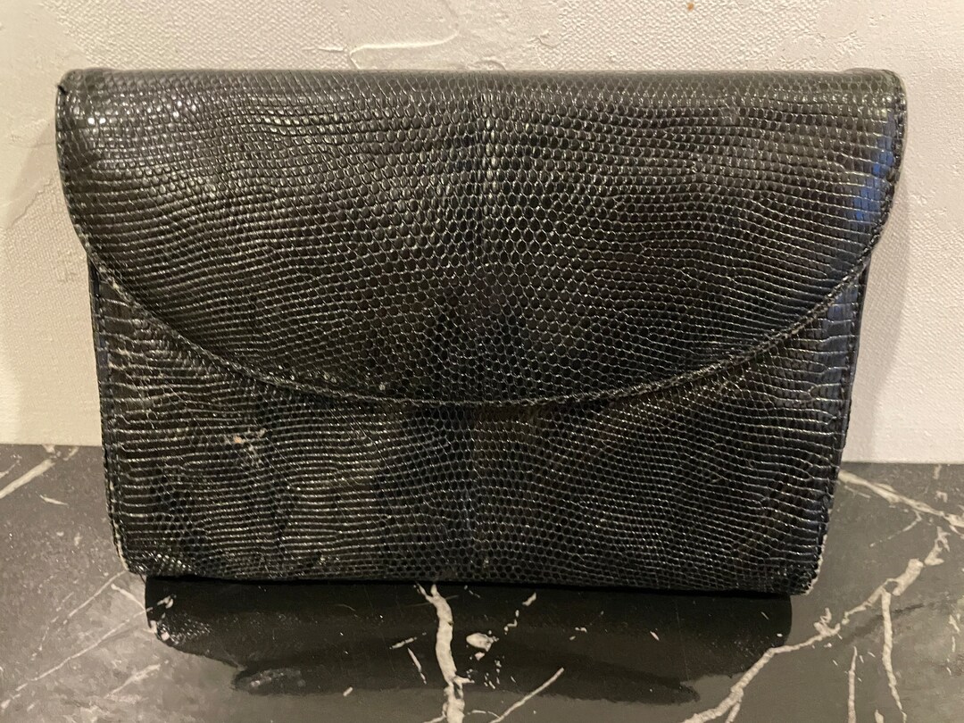 Vintage Black Lizard Bally Clutch Purse - Etsy
