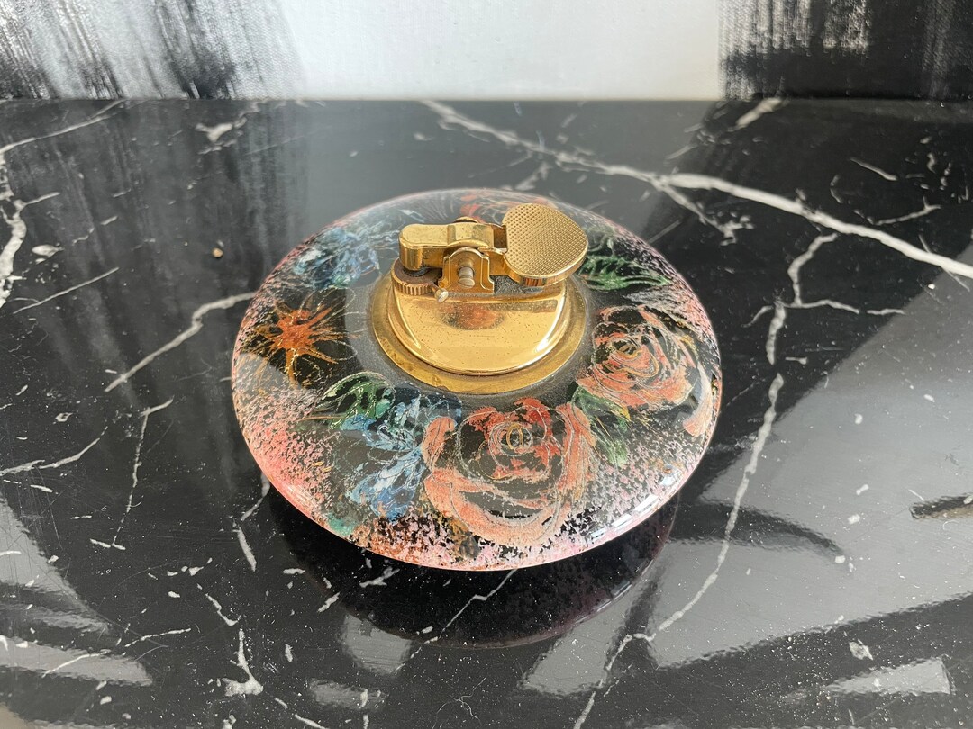 Vintage Mid-century Modern Ceramic Hand Painted Rose Table Lighter by ...