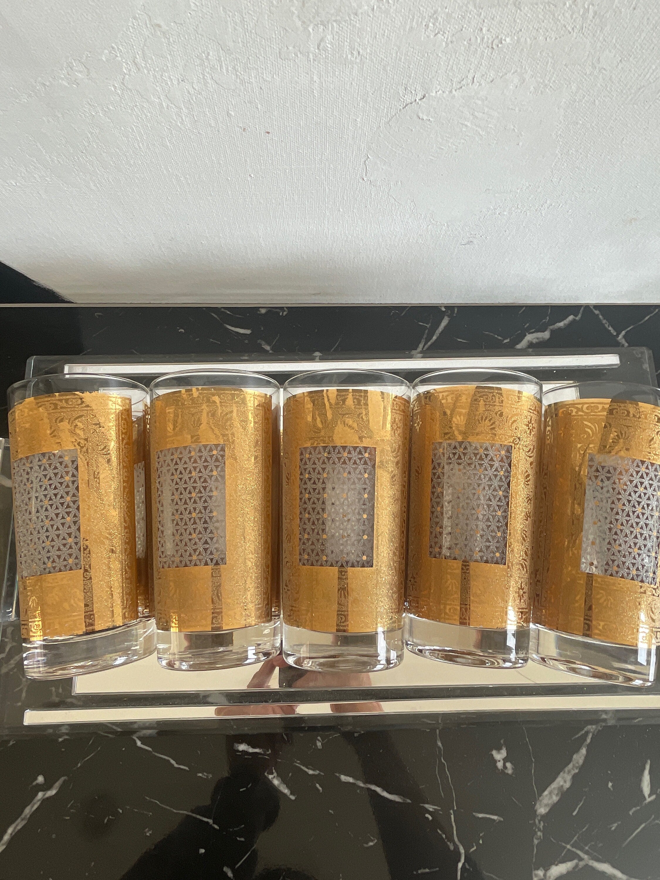 Vintage MCM Stunning Pasinski Glassware With Gilded 22 Karat Gold - Etsy