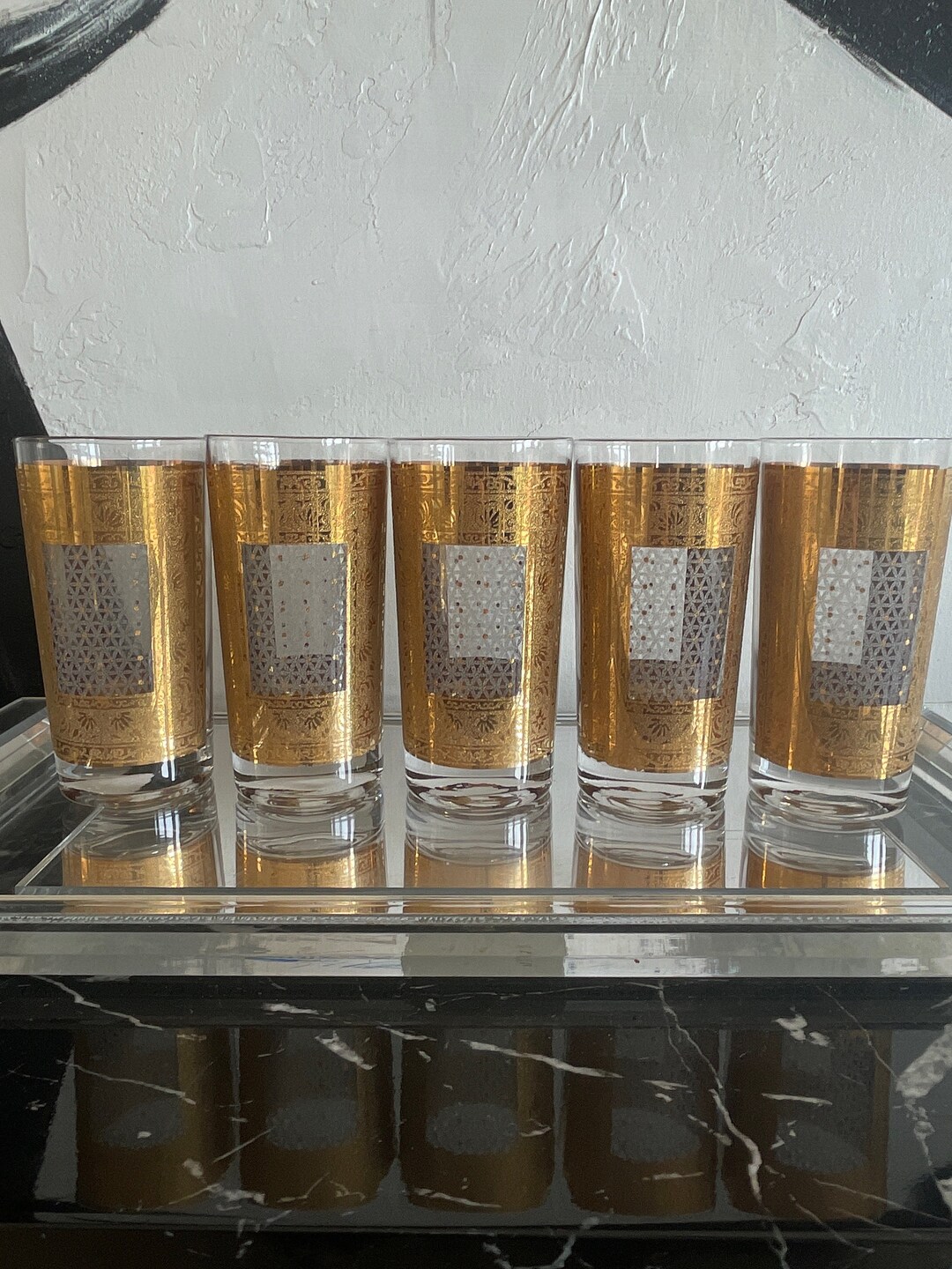 Vintage MCM Stunning Pasinski Glassware With Gilded 22 Karat Gold - Etsy