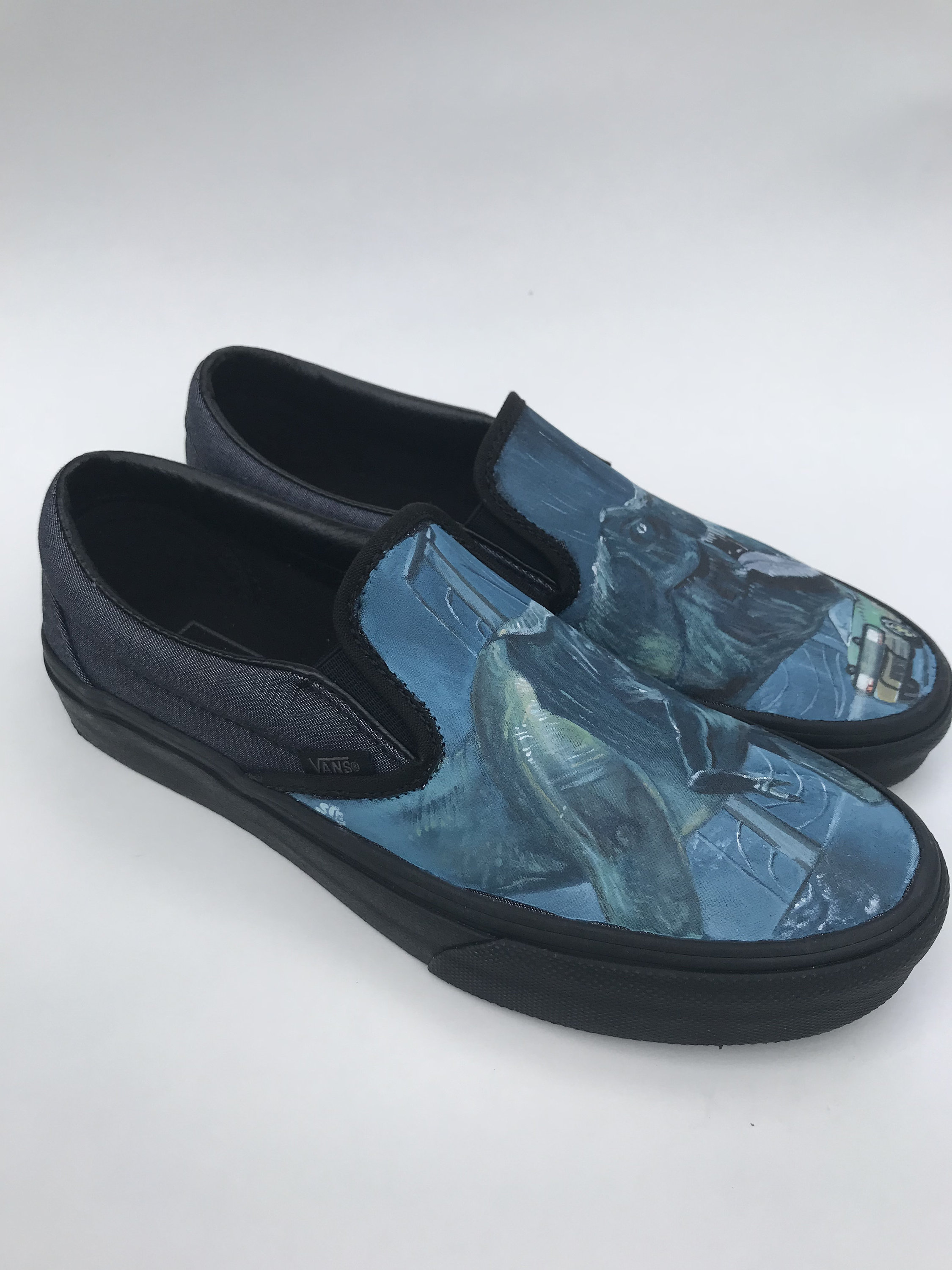 Hand Painted Jurassic Park T-rex Vans - Etsy