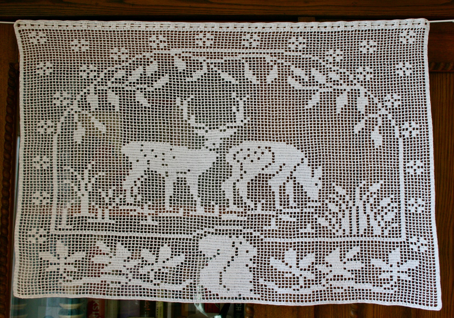 Crochet Curtain, Deer Curtain, Squirrel Curtain, Handmade Curtain ...