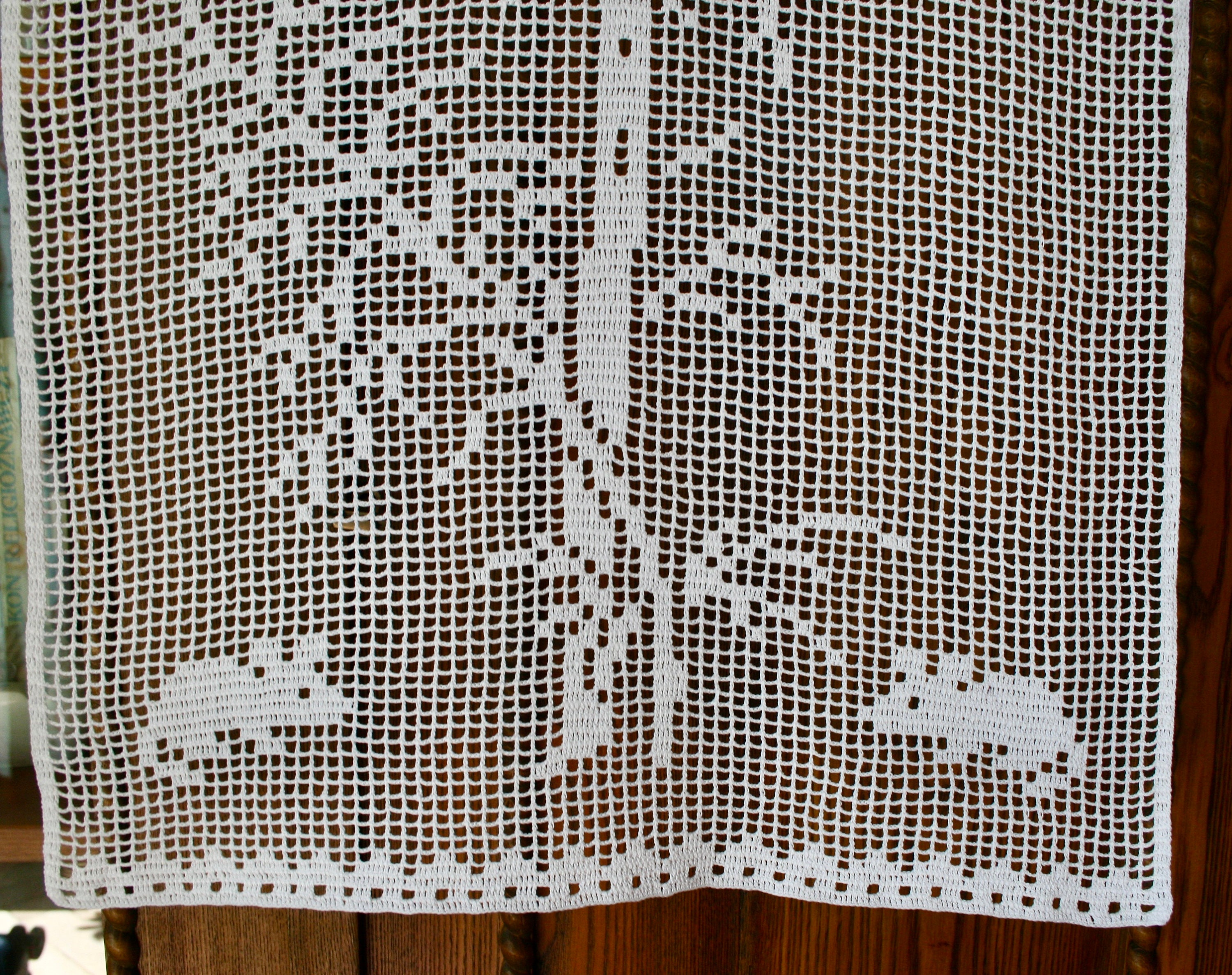 Crochet Curtain, Filet Curtain, Flower Curtain, Long Curtain, Mice ...