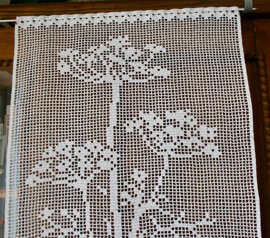 Crochet Curtain, Filet Curtain, Flower Curtain, Long Curtain, Mice ...