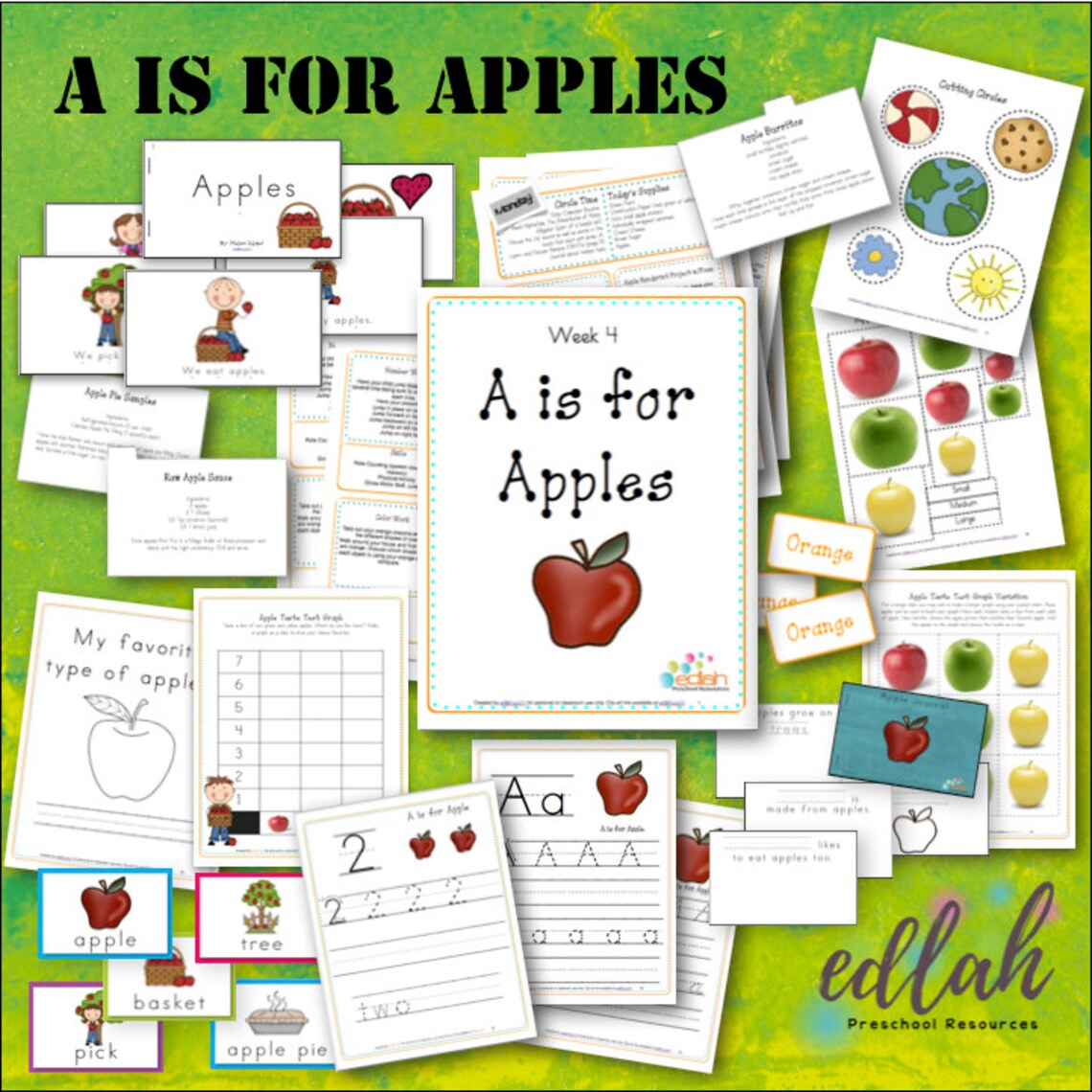 A is for Apples Themed Preschool Lesson Plans (one Week Curriculum) - Etsy