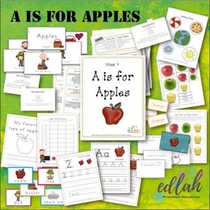 A is for Apples Themed Preschool Lesson Plans (one Week Curriculum) - Etsy