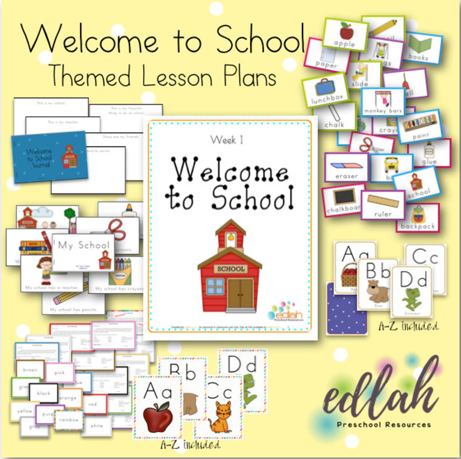 Welcome to School Themed Preschool Lesson Plans (one Week Curriculum ...