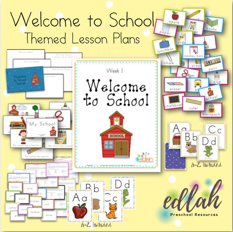 Welcome to School Themed Preschool Lesson Plans (one Week Curriculum ...