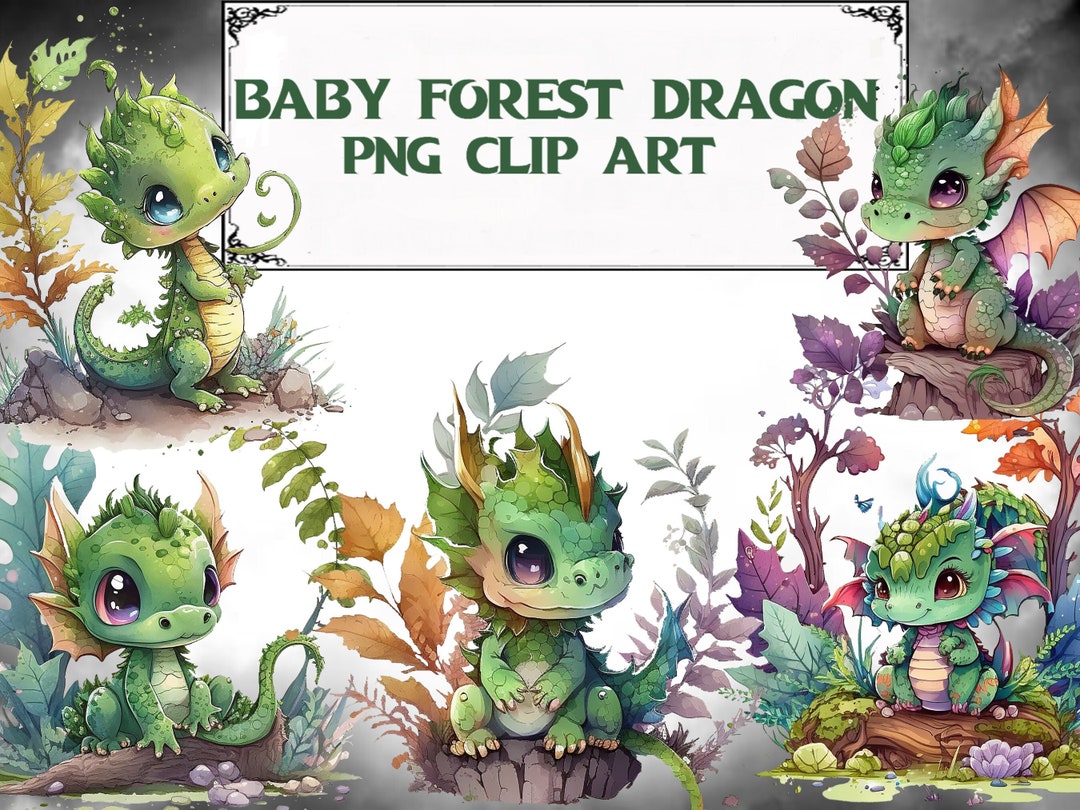 10 Forest Baby Dragon Clip Arts | Cute Baby Dragon Fantasy Clip Art ...