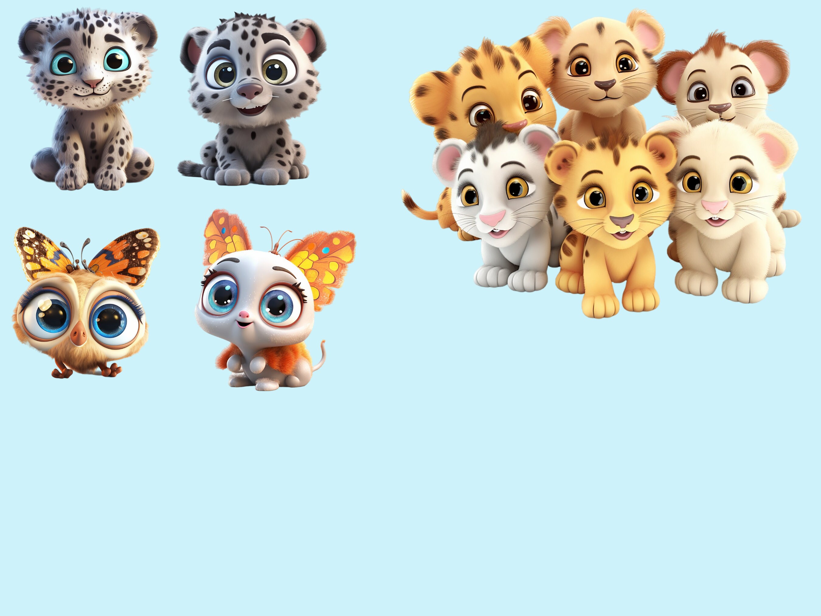 35 Cute Baby Jungle Animals, Digital Clip Art, Baby Shower, Nursery ...