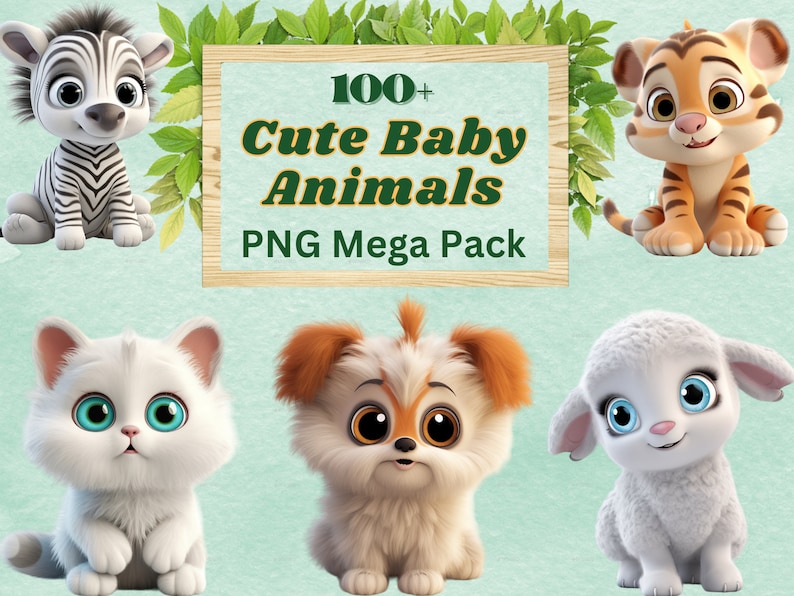 100+ Cute Baby Animal Clip Arts, Baby Animals With Big Eyes, Cartoon ...