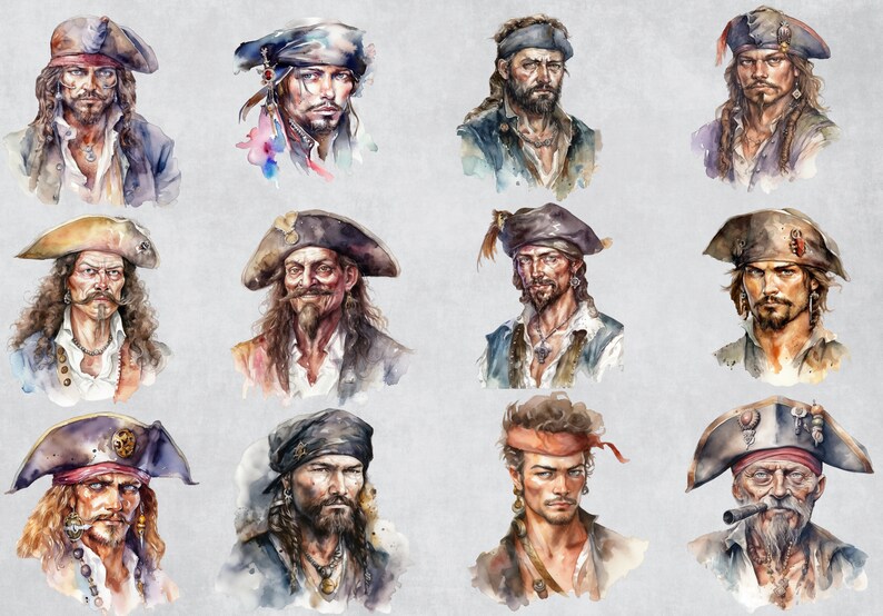 35 Men of the High Seas: Legendary Pirates Clipart PNG Bundle ...