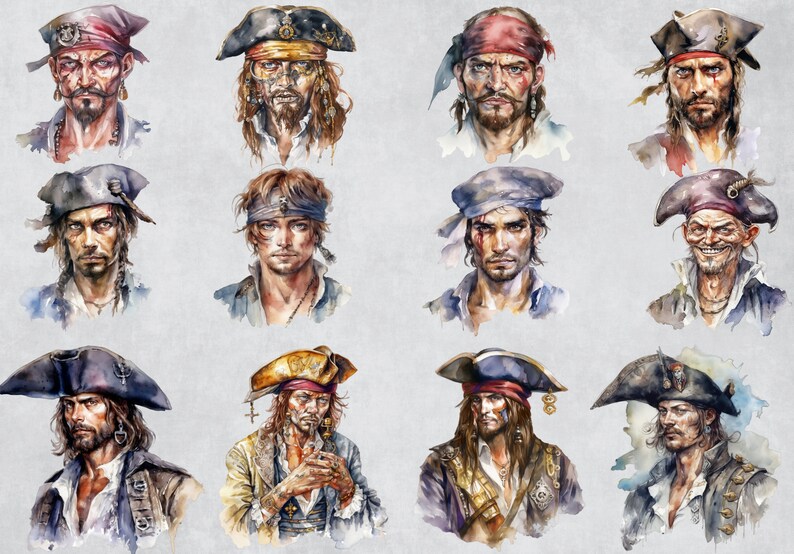 35 Men of the High Seas: Legendary Pirates Clipart PNG Bundle ...