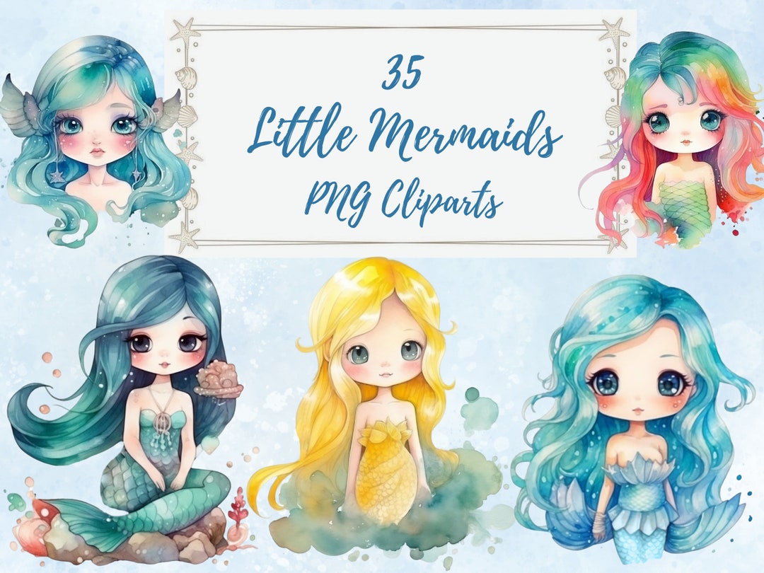 35 Cute Little Mermaids Cliparts, Mermaid Fantasy Clipart PNG ...