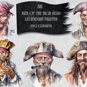 35 Men of the High Seas: Legendary Pirates Clipart PNG Bundle ...
