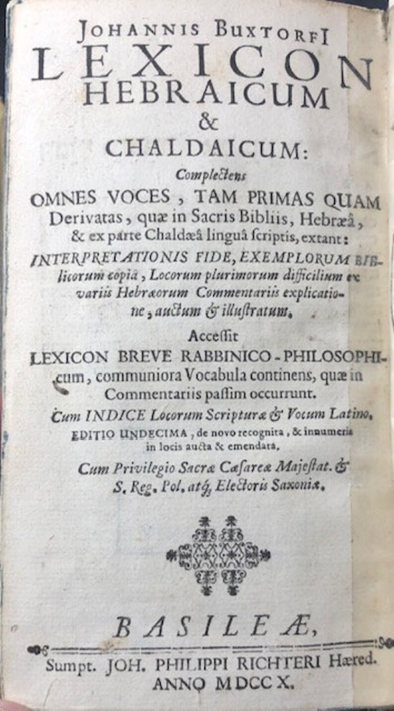 1710. Hebrew Lexicon. Johannis Buxtorf's Lexicon & - Etsy