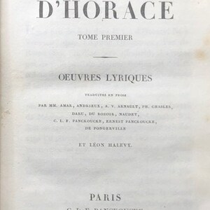 Antique Horace Book Set, 1831, Quarter Leather Binding, French Language ...